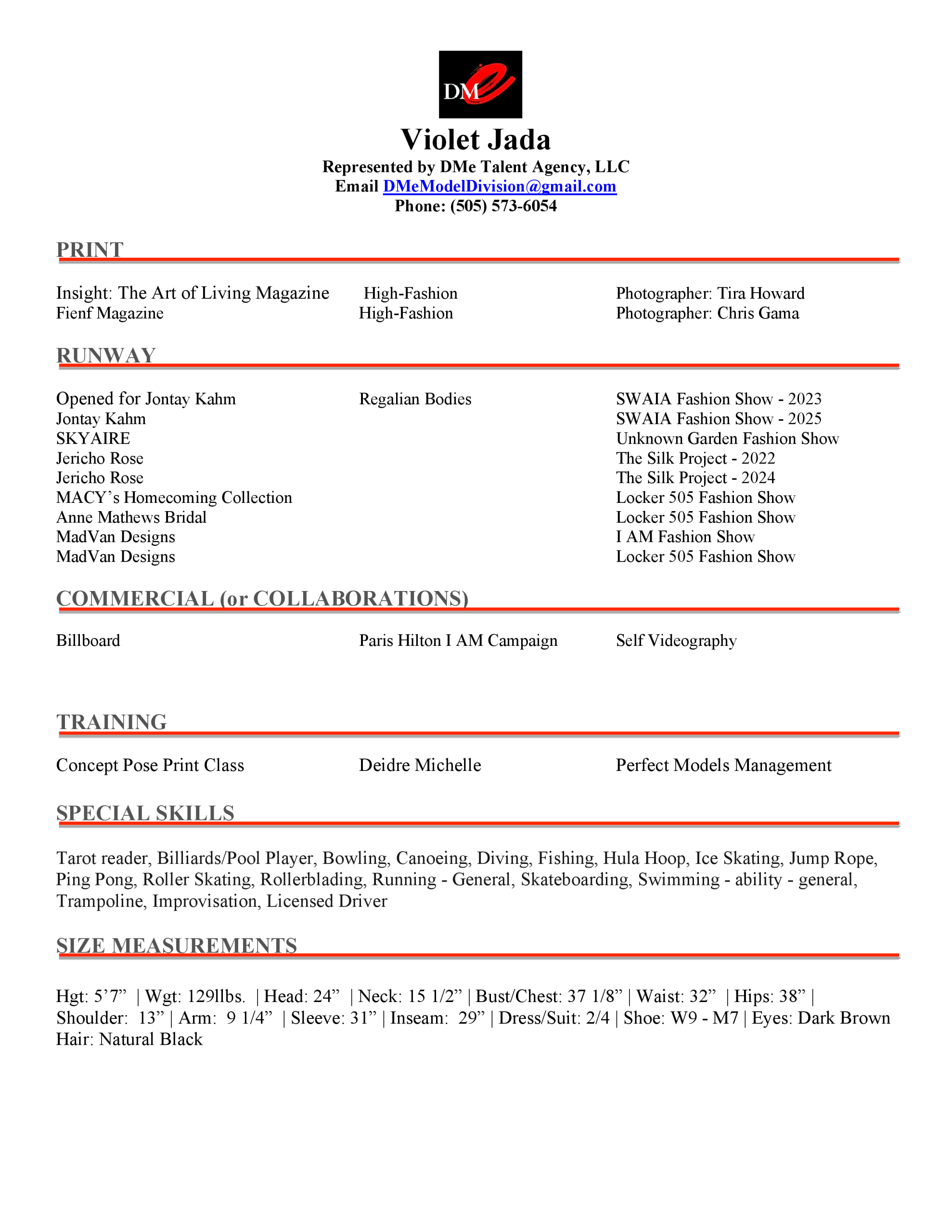 VIOLET JADA – DMe Talent